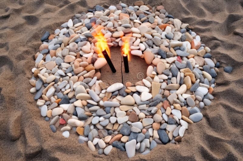 Pebbles Arranged Circle Makeshift Fire Pit Stock Photos - Free ...