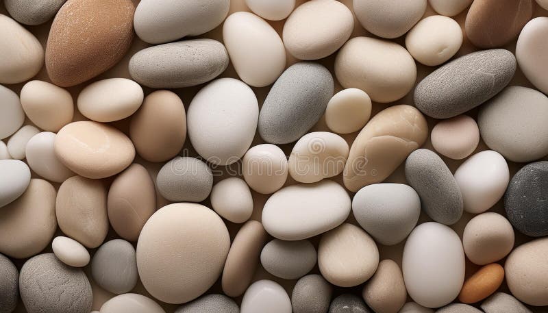 Pebbles Background Close-Up in Neutral Colors Viewed from Above Stock ...