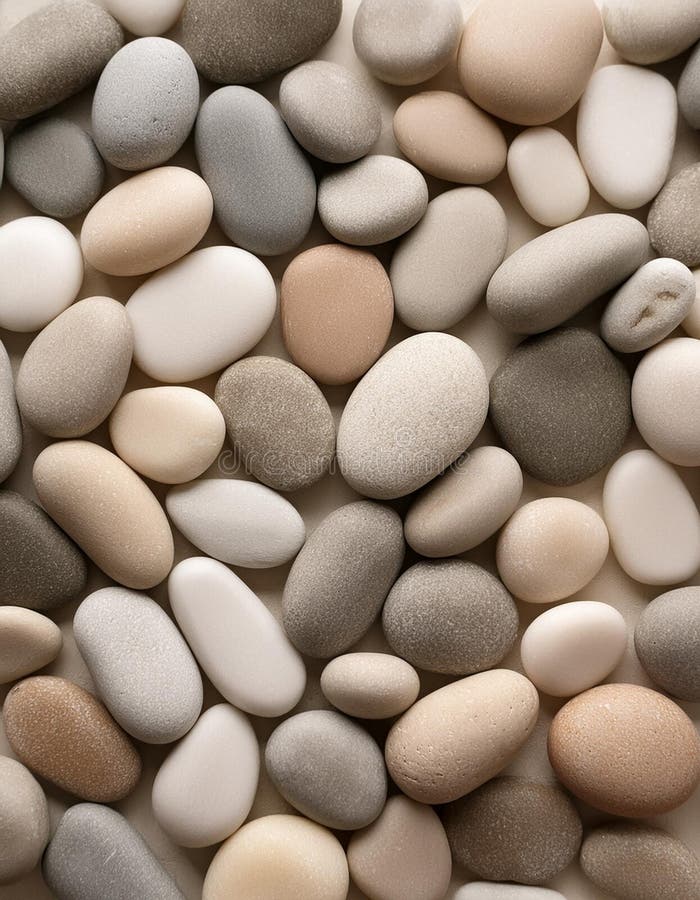 Pebbles Background Close-Up in Neutral Colors Viewed from Above Stock ...