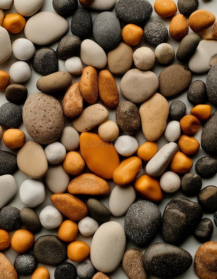 Pebbles Background Close-Up in Neutral Colors Viewed from Above Stock ...