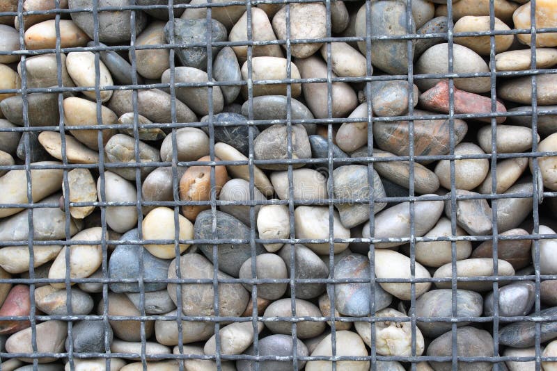 Gabion Stone Wall stock image. Image of baskets, block - 12636191