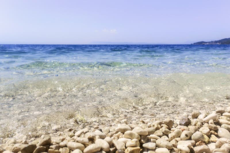 Pebbles BeachÂ Blue Sky, Blue Ocean, Summer Background Stock Image ...