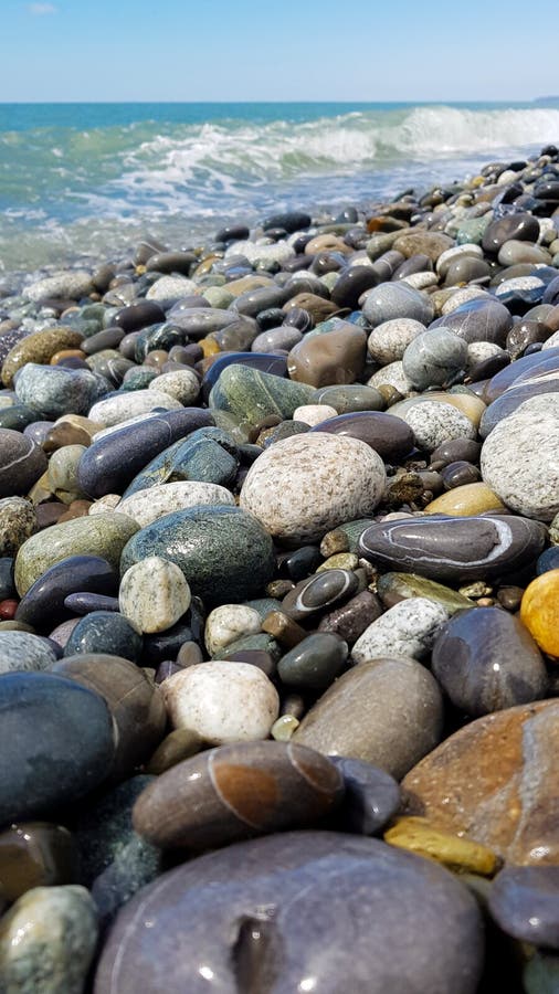Pebbles on the Beach, Rubble on the Seashore, Top View Stock Photo ...