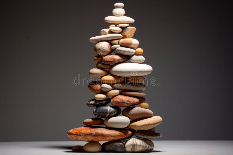 Pebbles Carefully Stacked into a Miniature Tower Stock Illustration ...
