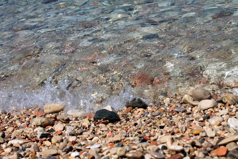Pebbles in the clear water stock photo. Image of stone - 64094718