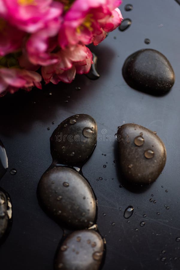 Pebbles with flower stock image. Image of flower, natural - 172332485