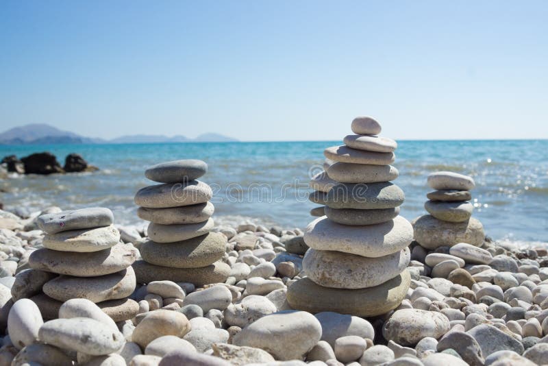 Pyramid of Pebbles on a Sea Beach. Stock Image - Image of natural, rock ...