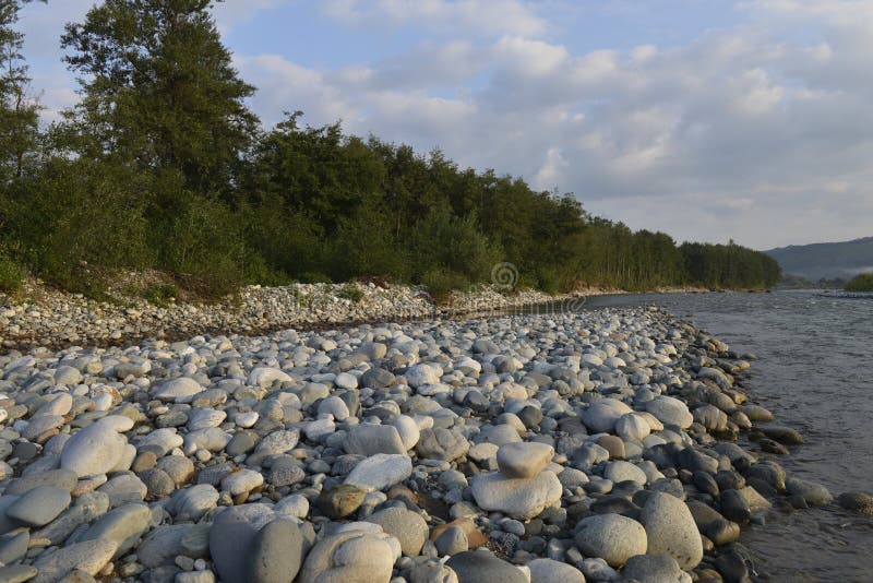 Pebbles in the Mountain River Stock Image - Image of herbs, vegetation ...