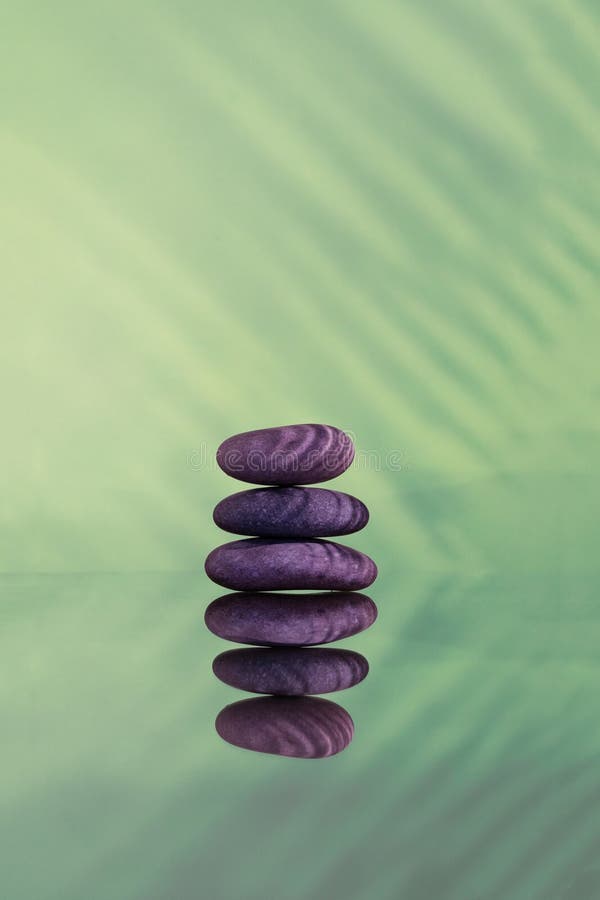 Pebbles, Palm Leaf, Reflection. Calm and Relax Concept Stock Photo ...