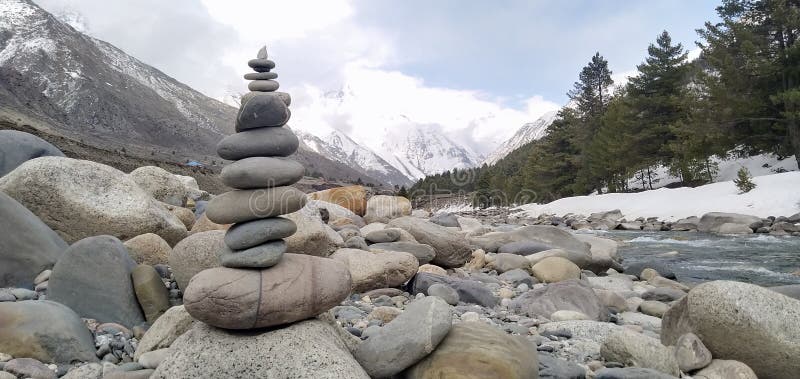 Pebbles river trees stock photo. Image of river, mountain - 218287954