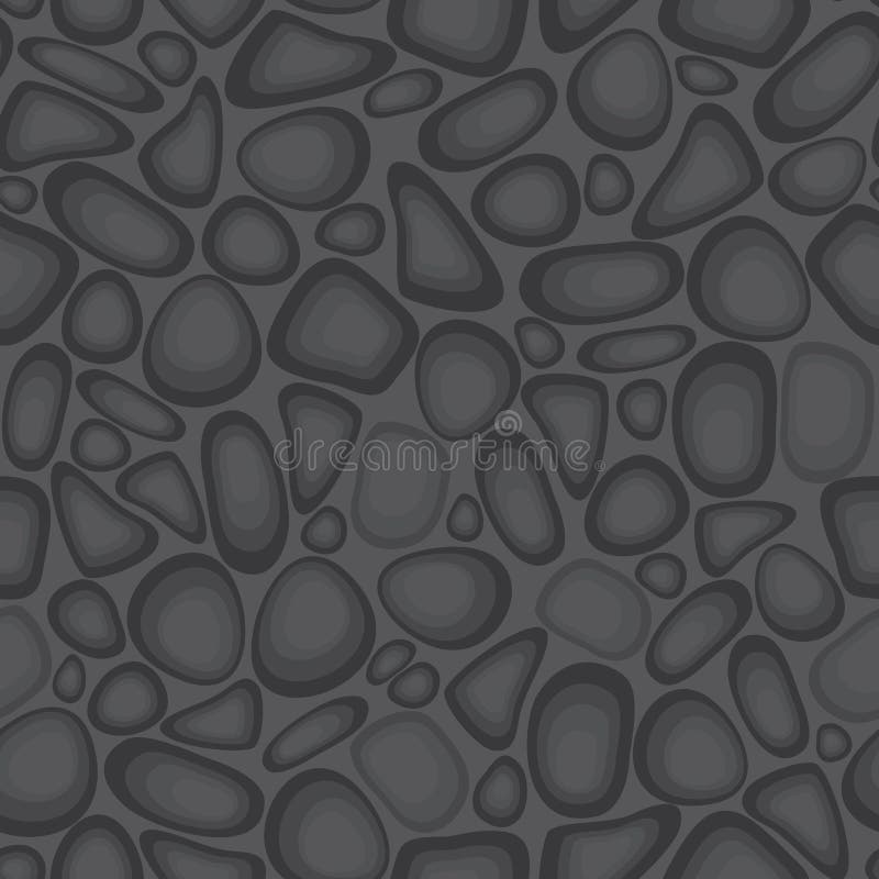 Pebbles Seamless Pattern on White Background. Black Stones Seamless ...