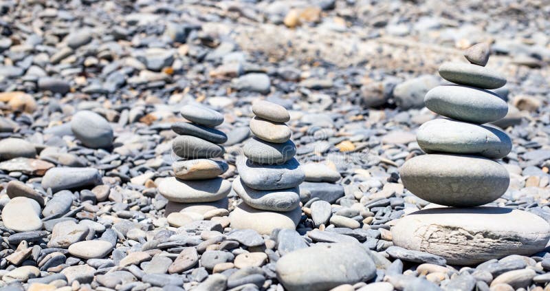 Pebbles on the Seashore are Stacked in a Pyramid. Rest and Relaxation ...