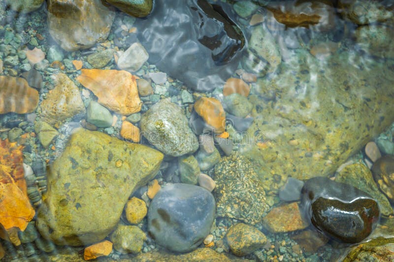 Pebbles in a Slow Moving Stream Stock Image - Image of nature ...
