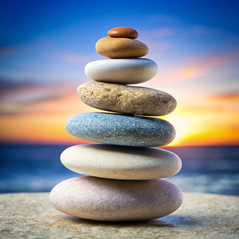 Pebbles Stack Against Gradient Background Stock Illustration ...