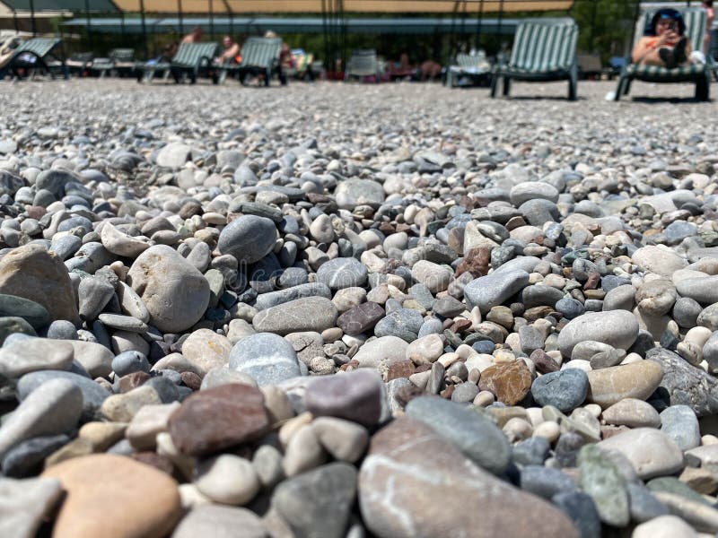 Pebbles Stones on the Shore Close Up View from Above Stock Photo ...