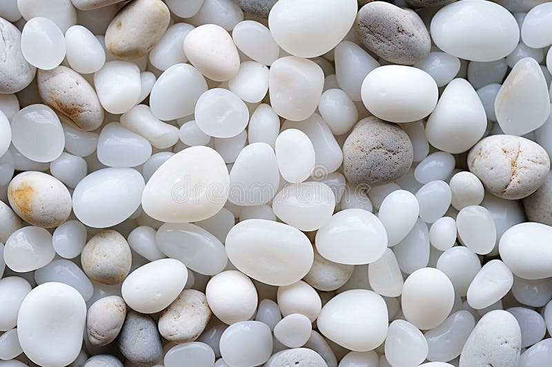 Pebbles Texture Background, Closeup White Smooth Stones Stock ...