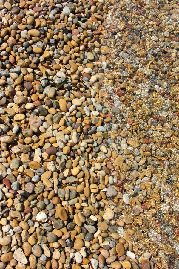 Pebbles Texture with on Half Covered by Sea Water Stock Photo - Image ...