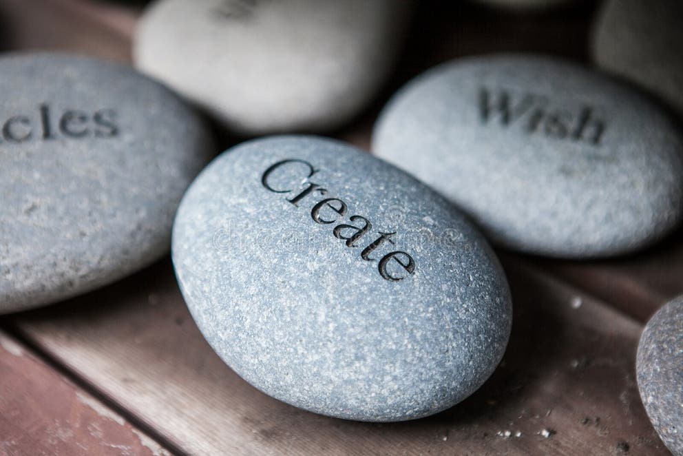 Pebbles with words stock image. Image of inspiration - 70156477