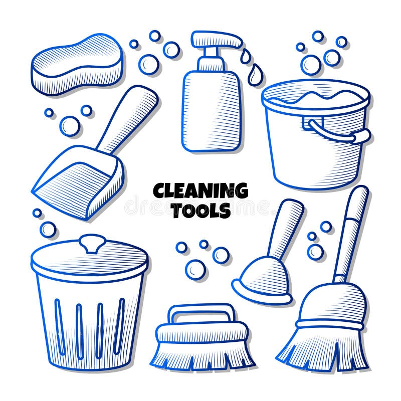 Cleaning Tools Equipment Element Collections Stock Vector ...