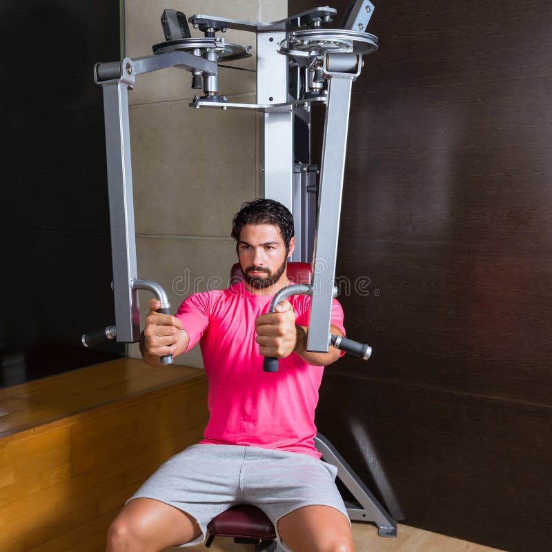 Pec-deck Flye Pec Deck Chest Workout Man Stock Image - Image of pink ...