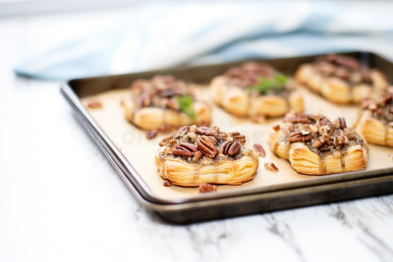 Pecan Danish Pastries in a Row on a Tray Stock Illustration ...
