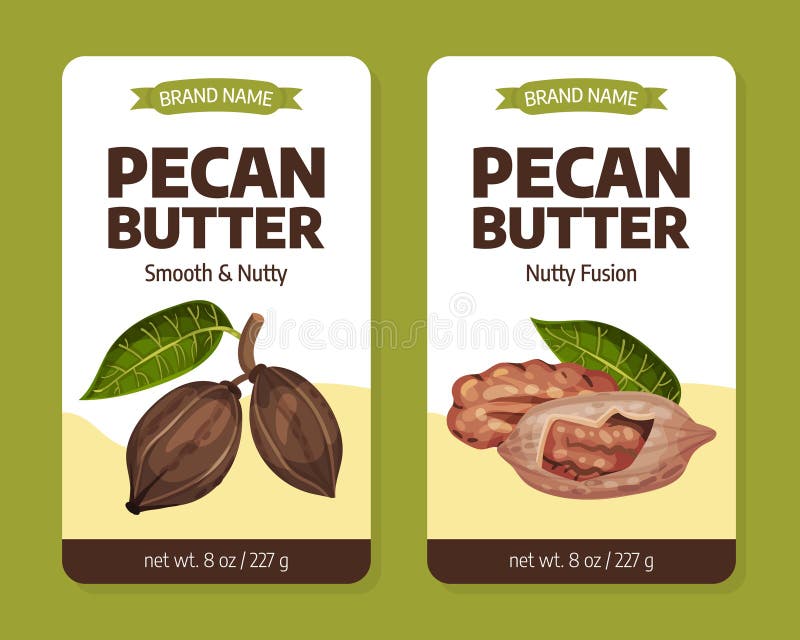 Pecan Nut Butter Label Design with Kernel and Shell Vector Template ...