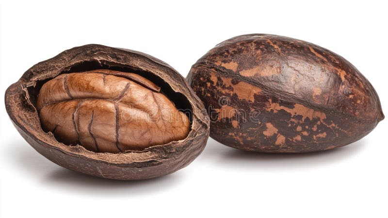 Pecan Nut in Shell Close Up Isolated White Background Stock Image ...