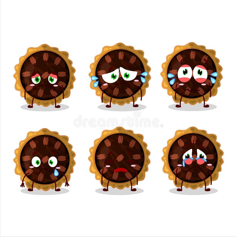 Pecan Pie Cartoon Character with Sad Expression Stock Illustration ...