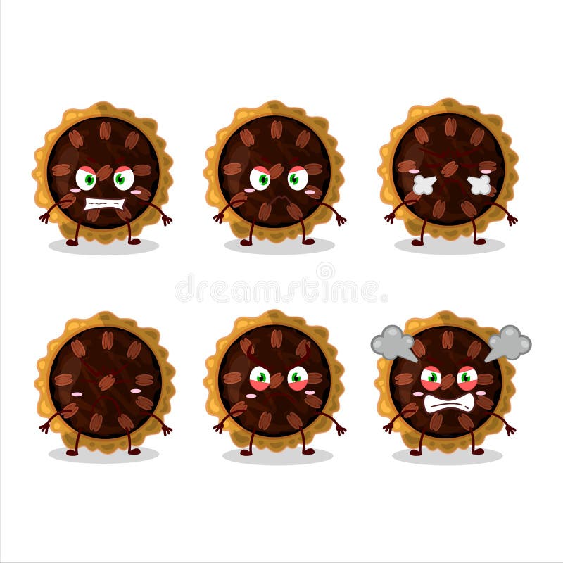 Pecan Pie Cartoon Character with Various Angry Expressions Stock Vector ...