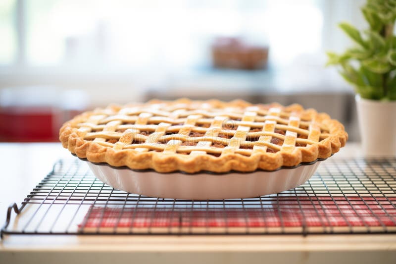 Pecan Pie with a Lattice Crust, Cooling on a Rack Stock Image - Image ...