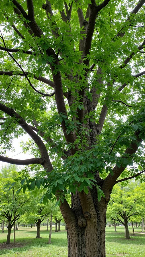 Pecan Tree with Ripe Green Pecan Husks in Lush Orchard Stock ...