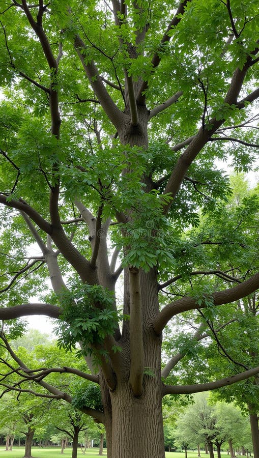 Pecan Tree with Ripe Green Pecan Husks in Lush Orchard Stock ...