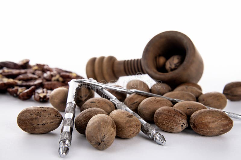 Pecans,nut-cracker stock image. Image of closeup, nature - 184545585