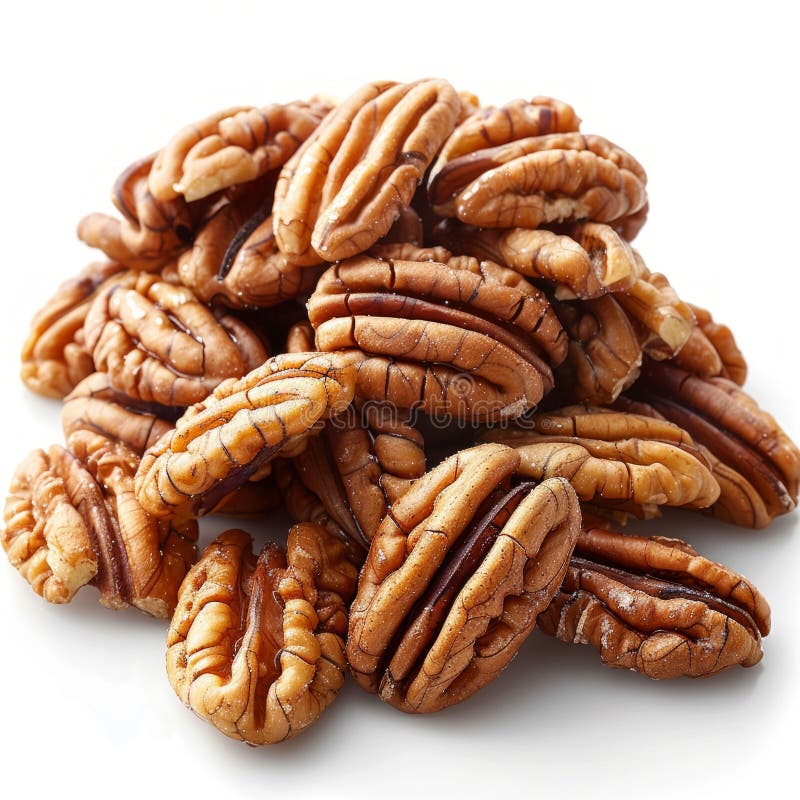 Pecans Piled on White Background. Generative Ai Stock Illustration ...