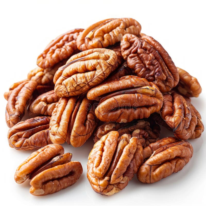 Pecans Piled on White Background. Generative Ai Stock Illustration ...