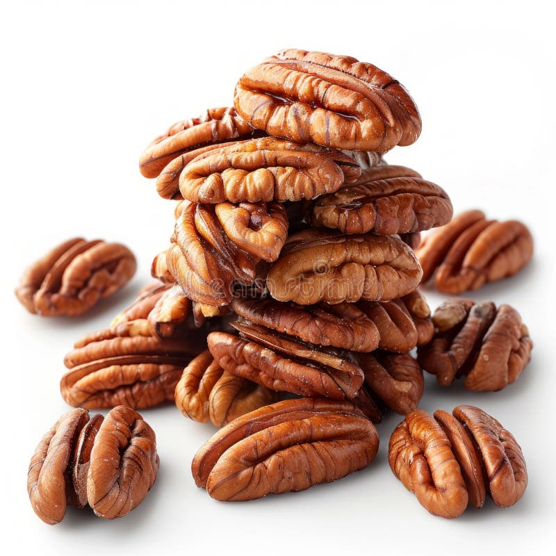 Pecans Piled on White Background. Generative Ai Stock Illustration ...