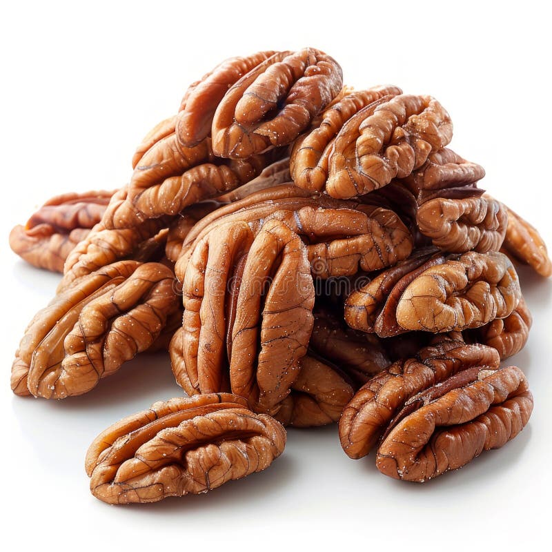Pecans Piled on White Background. Generative Ai Stock Illustration ...