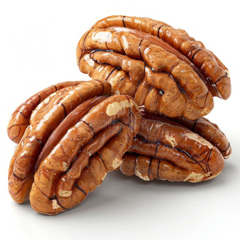 Pecans Piled on White Background. Generative Ai Stock Illustration ...