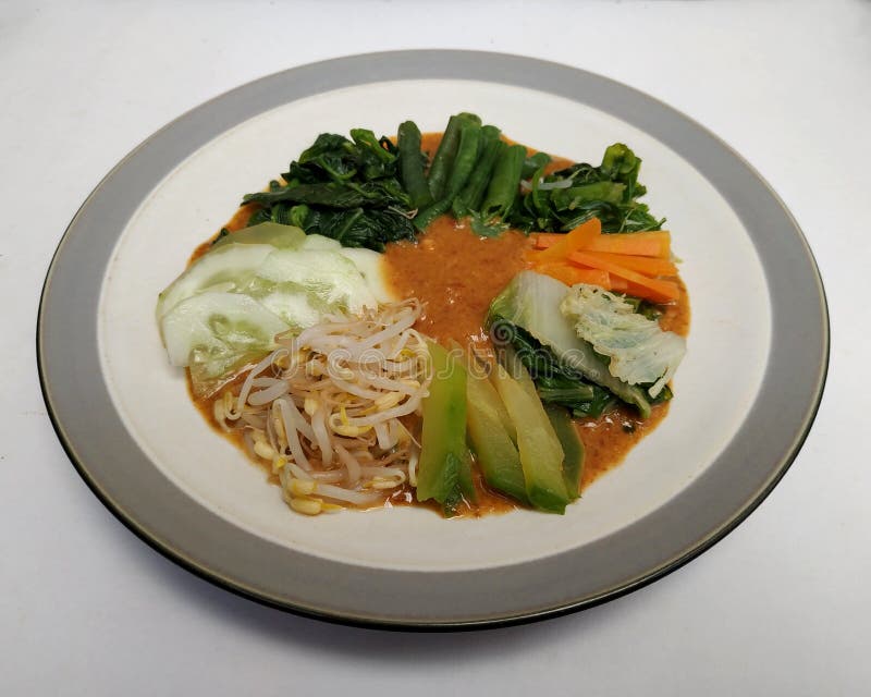 Pecel Neatly Arranged on a Plate Stock Photo - Image of meal, close ...