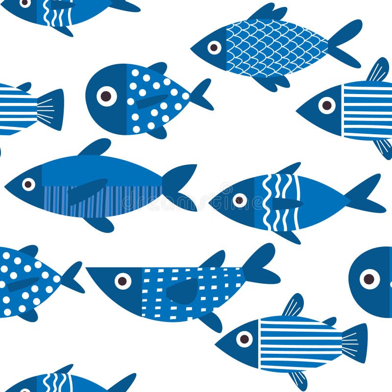 Peces Azules Sin Fisuras E Interminables Ilustración del Vector ...