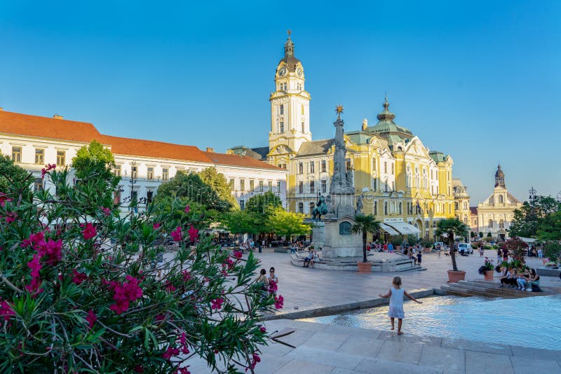 Pecs, Hungary - 21.08.2020: the Main Square in Pecs Hungary with ...