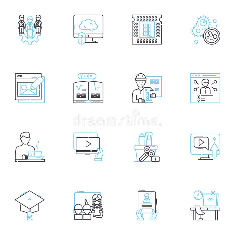 Pedagogical Aspects Linear Icons Set. Curriculum, Teaching, Learning ...