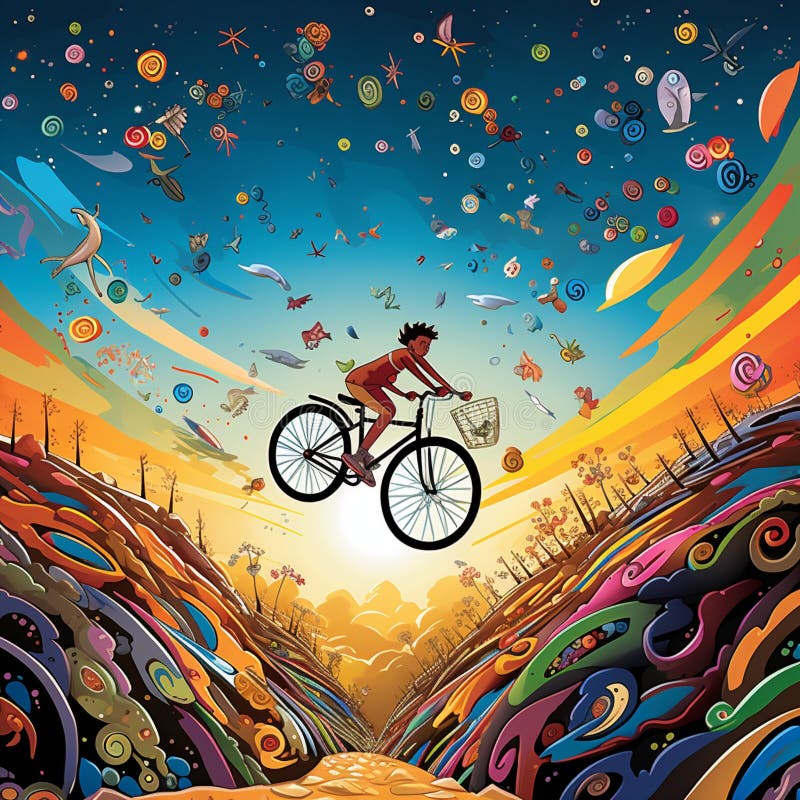 Pedaling To Freedom: a Bicycle Leaping Over Boundaries Stock ...