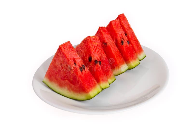 imágenes comunes del Pedazos De Sandía En El Plato Blanco - los ...