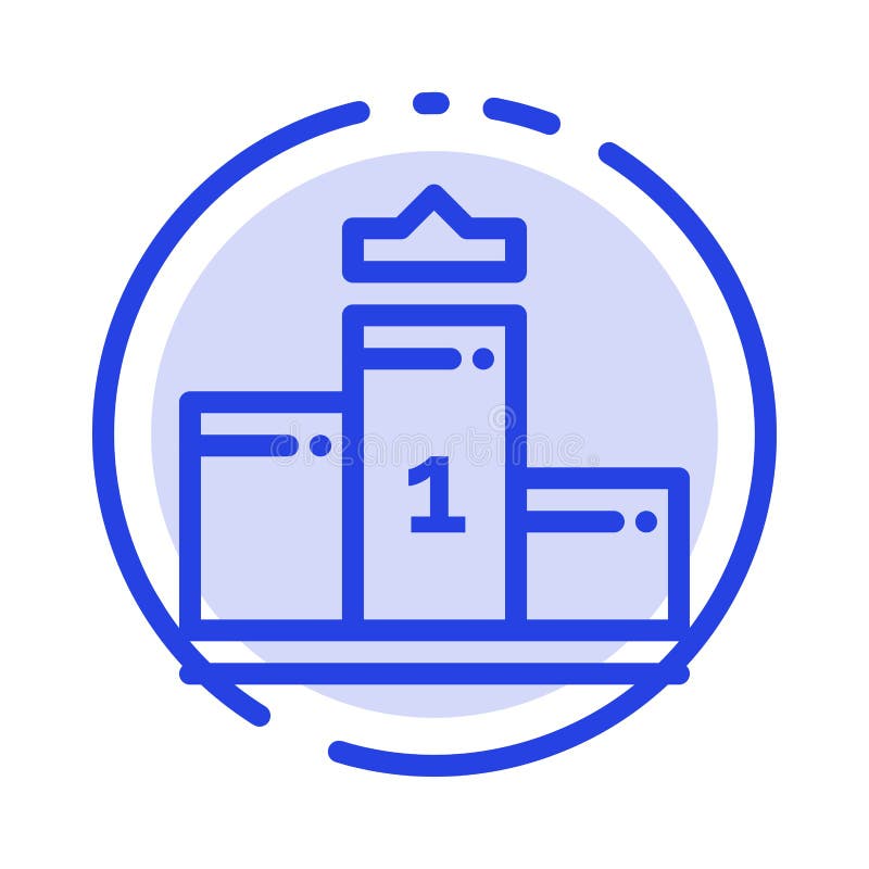 Pedestal, First, First Place, Education Blue Dotted Line Line Icon ...