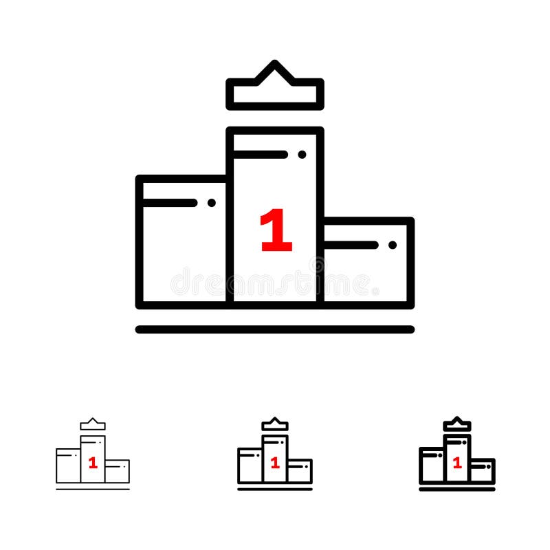 Pedestal, First, First Place, Education Bold and Thin Black Line Icon ...