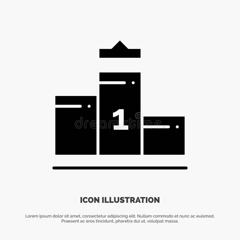 Pedestal, First, First Place, Education Solid Black Glyph Icon Stock ...