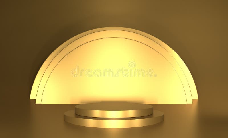 Pedestal of Platform Display with Modern Stand Podium on Gold Color ...
