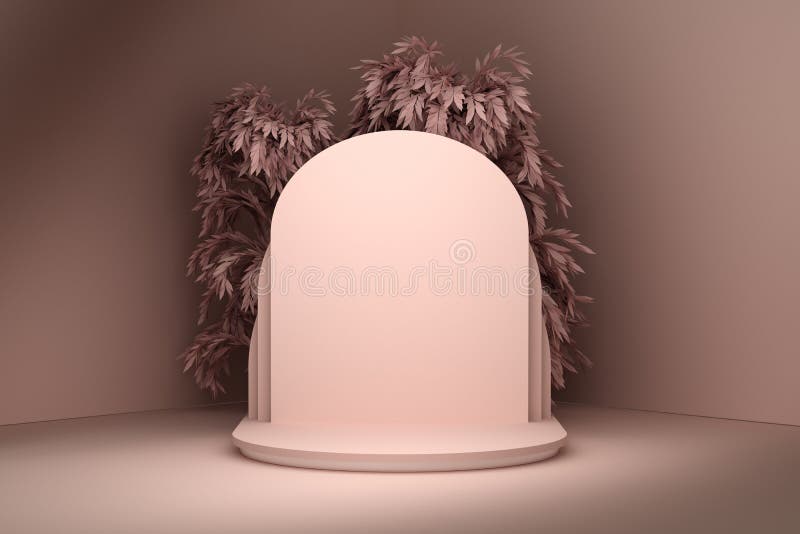 Pedestal Podium with Plant Tree in Abstract Scene Interior in Pink ...