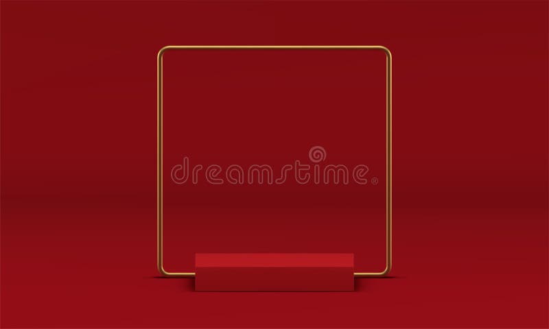 Pedestal Red Square Platform Construction Ceremony Stage Golden Frame ...